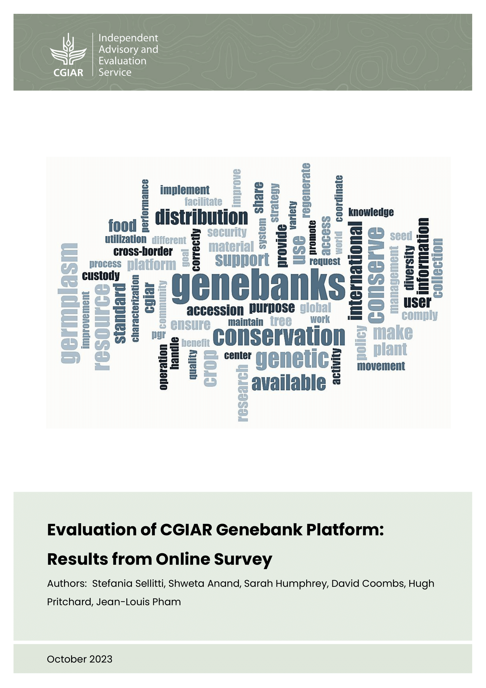 Evaluation of the CGIAR Genebank Platform: Results from Online Survey | IAES | CGIAR Independent ...